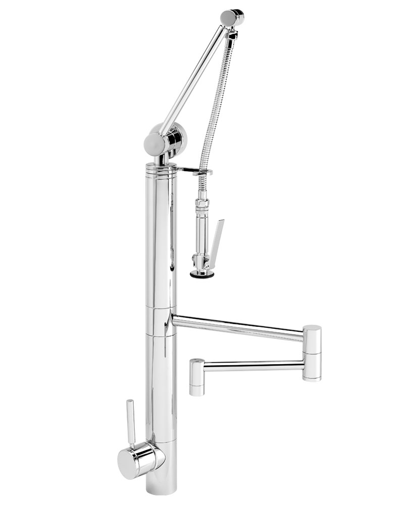 Waterstone Contemporary Gantry Pulldown Faucet w/ 18" Articulated Spout ...